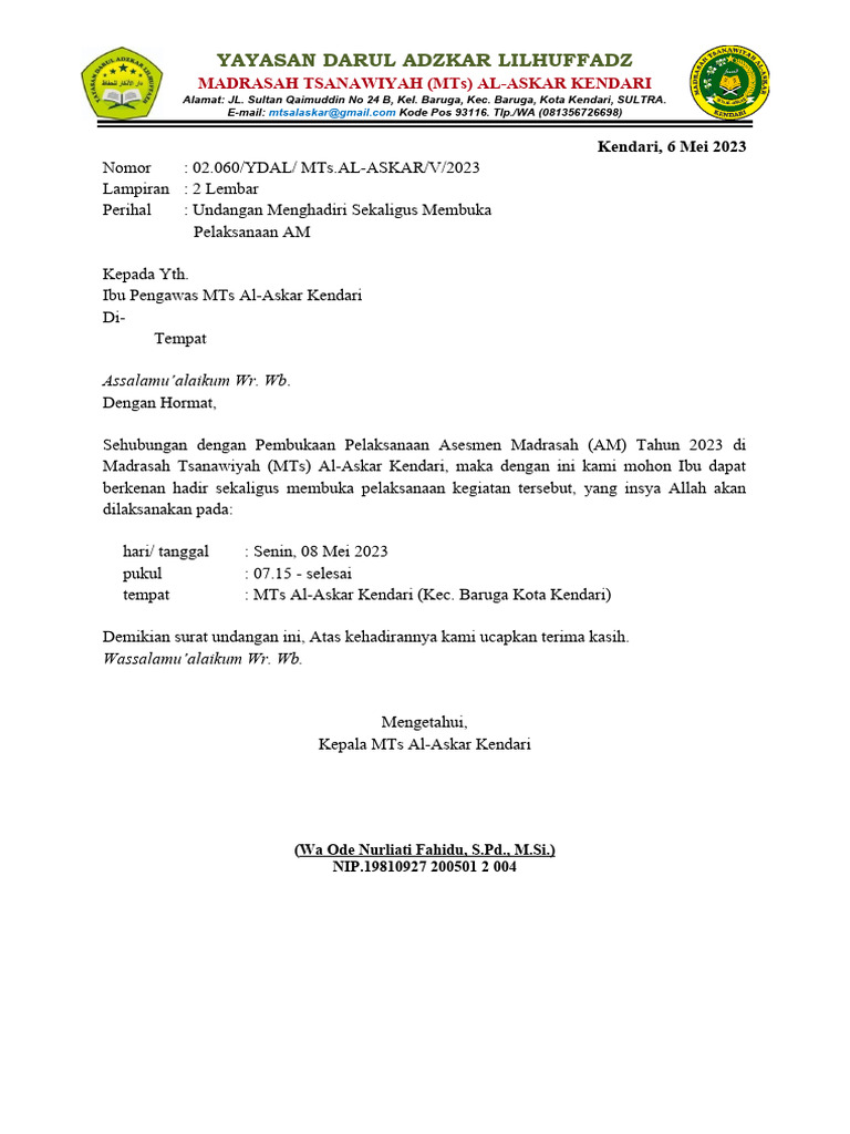 Surat Pembukaan Dan Agenda Acara Am 2023 | PDF