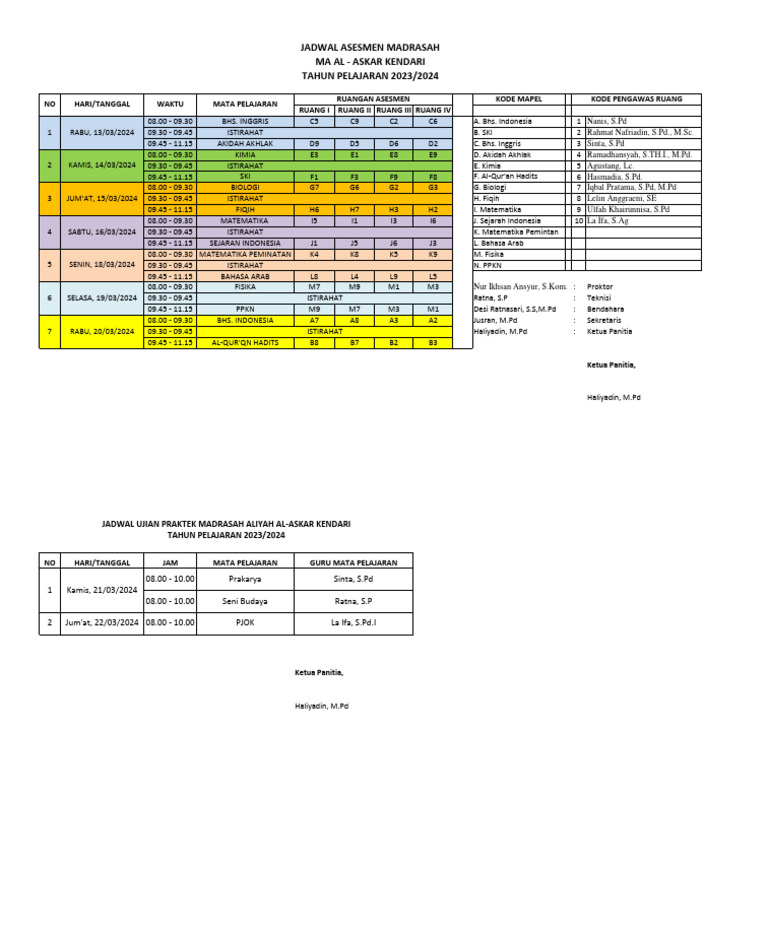 Jadwal Am Ma Al-Askar 1-1 | PDF