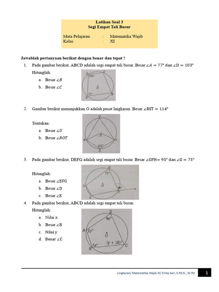 Soal Segi Empat Tali Busur Kelas XI | PDF