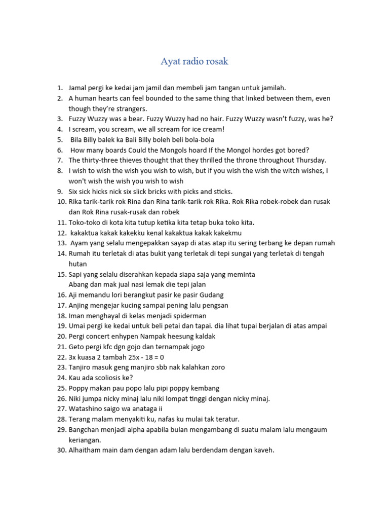 Ayat Radio Rosak | PDF