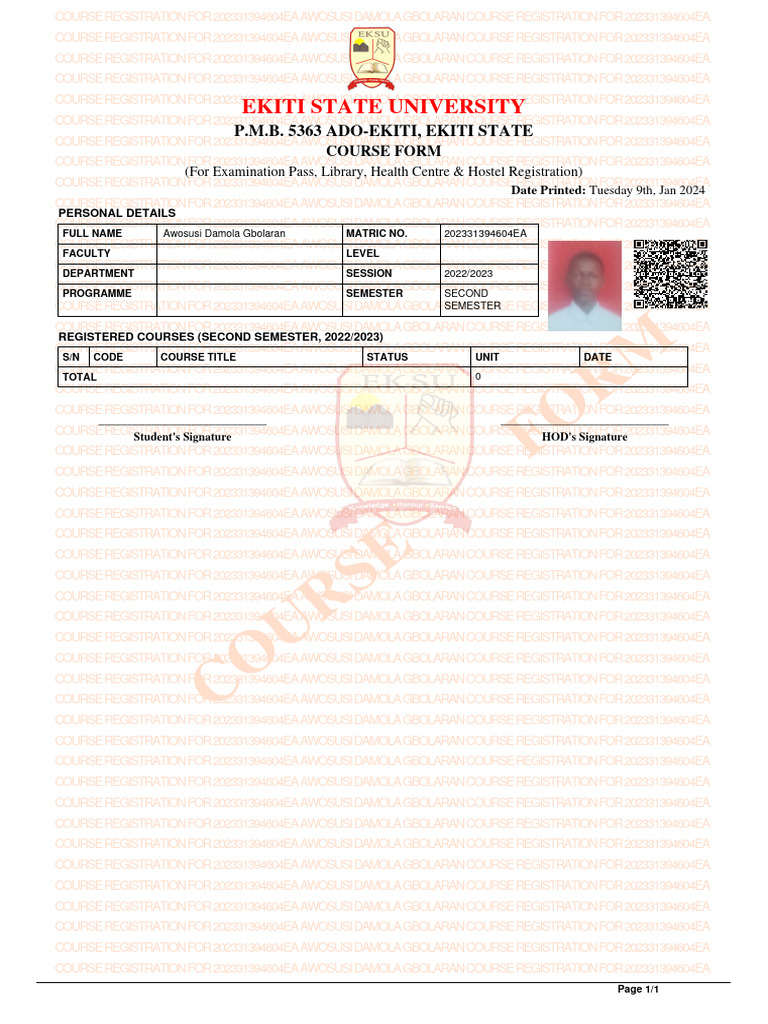 Course Form | PDF | Academia | Educational Institutions