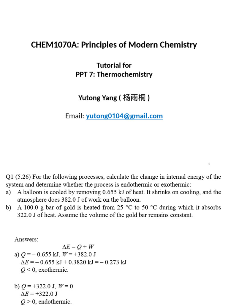 Chemistry Tutorial: Thermochemistry | PDF | Freezing | Heat