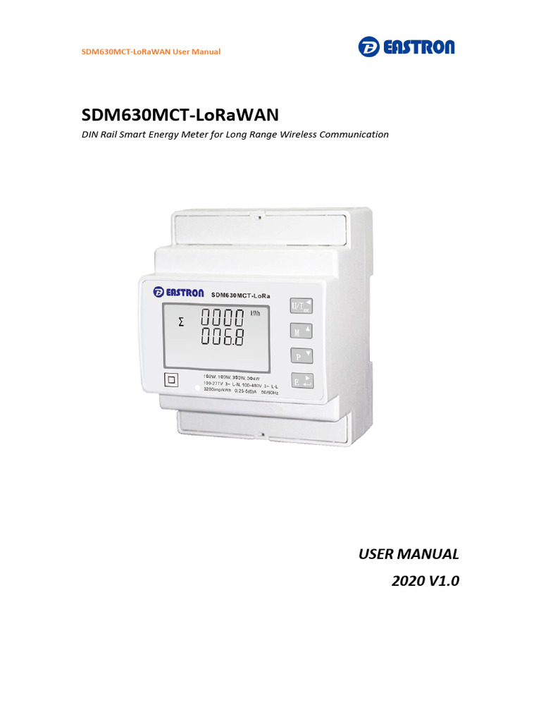Eastron Europe SDM630MCT-LoraWAN User Manual | PDF | Computing | Computer Science