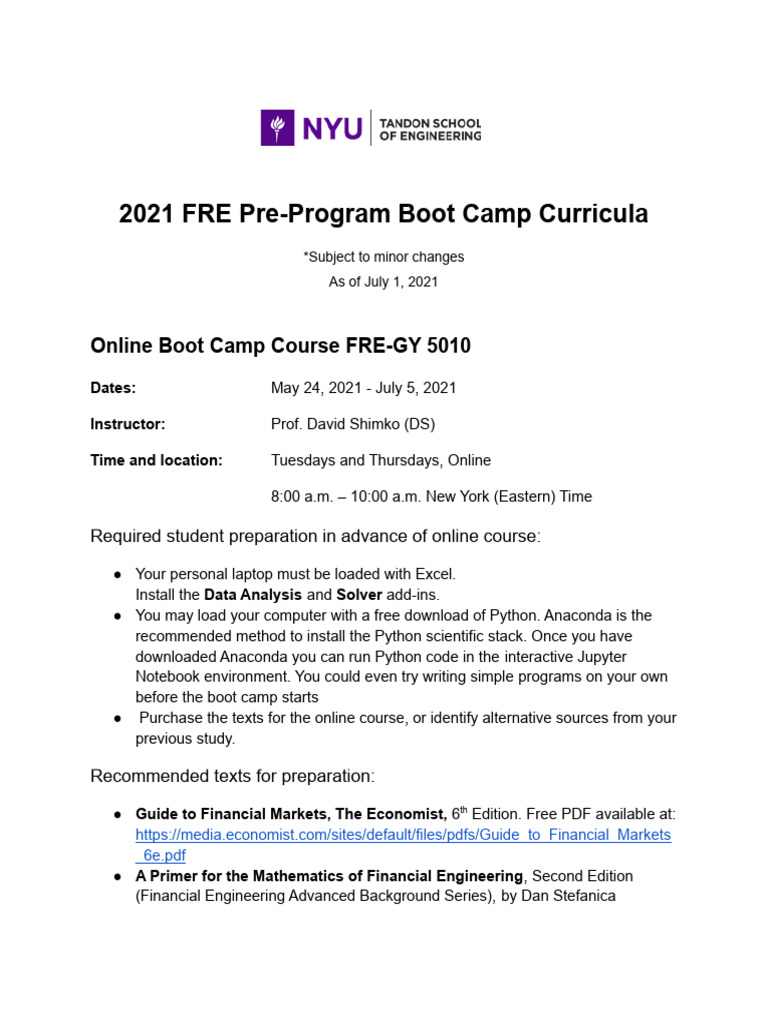 Curriculum Overview - 2021 Boot Camp | PDF | Machine Learning ...
