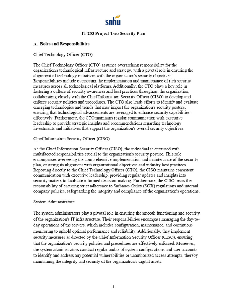 IT 253 Security Plan Overview | PDF | Security | Computer Security