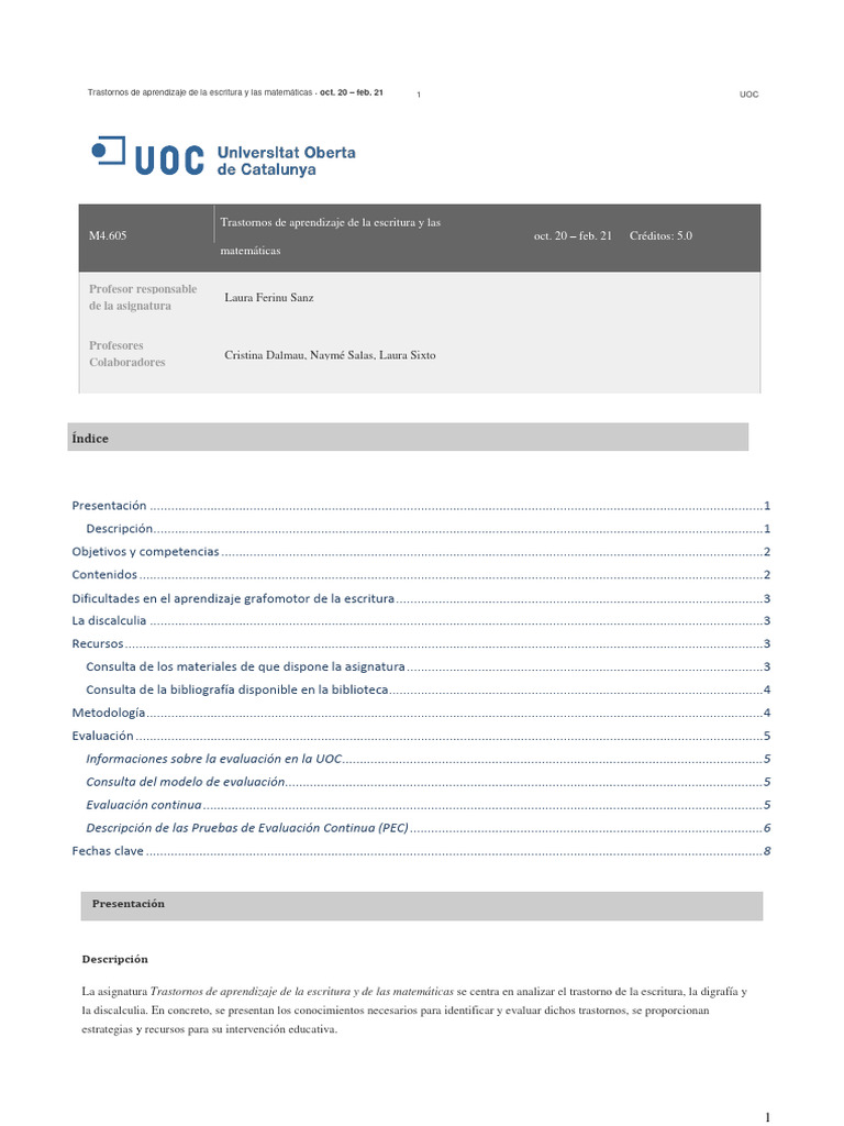 Plan Docente 20-21 1º Semestre | Descargar gratis PDF | Evaluación | Aprendizaje