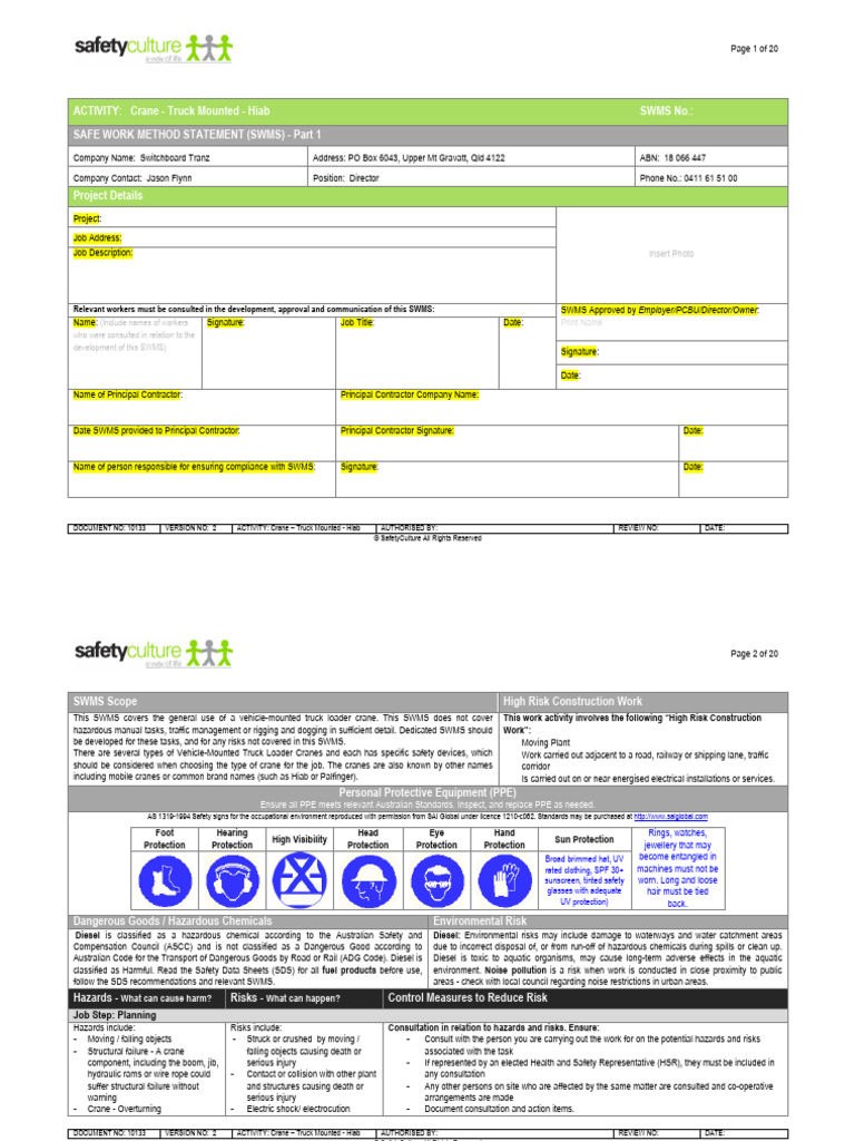 Crane Truck Mounted Hiab Swms 2020 | PDF | Crane (Machine) | Personal ...