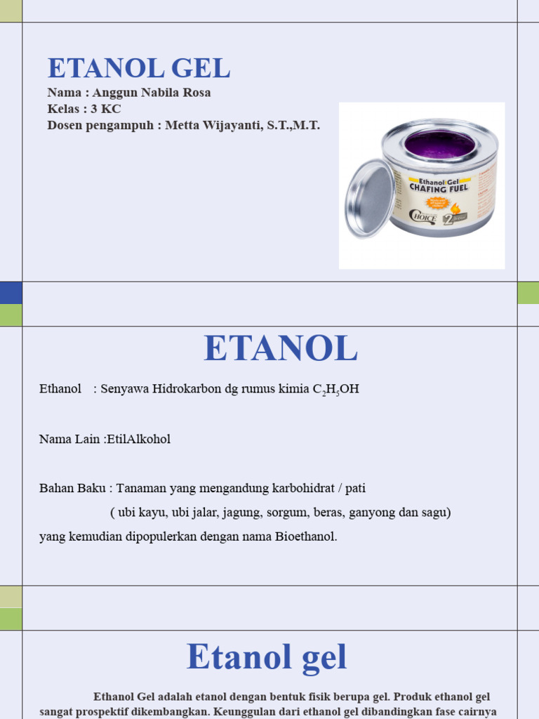 Keunggulan dan Proses Etanol Gel | PDF