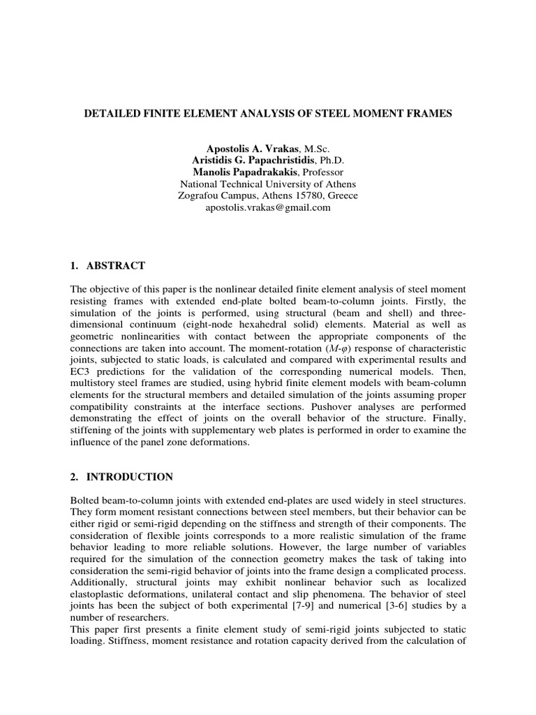 Detailed Finite Element Analysis of Steel Moment Frames | Download Free PDF | Finite Element ...