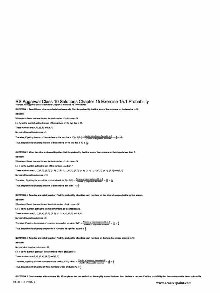 Chapter15 Probability | PDF | Dice | Probability