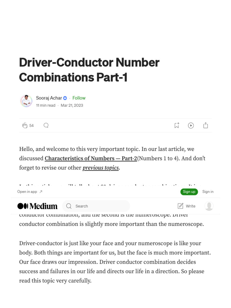 Driver-Conductor Number Combinations Part-1 - by Sooraj Achar - Medium ...