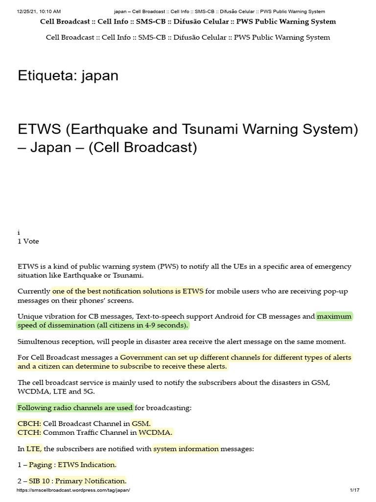 Japan's Earthquake Alert System | PDF | Information And Communications ...