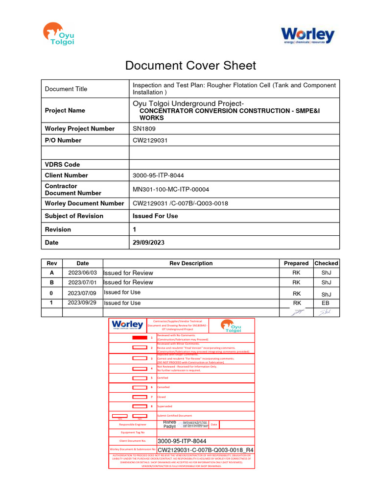 Document Cover Sheet: Oyu Tolgoi Underground Project | PDF | Structural ...