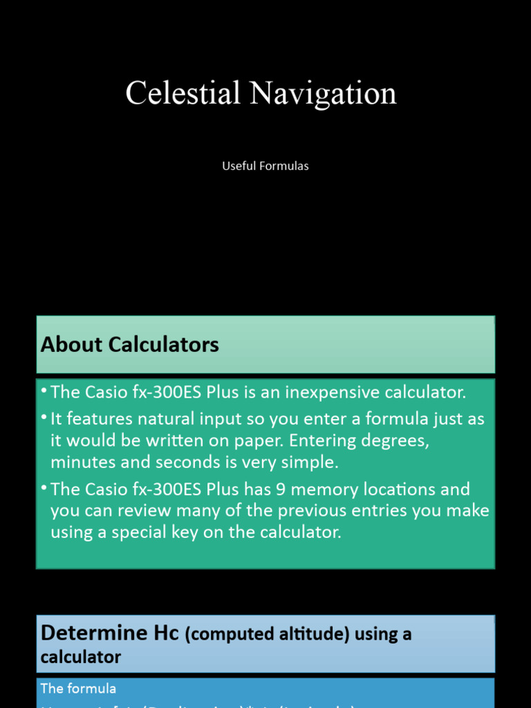 Celestial Navigation Formulas | PDF | Longitude | Latitude