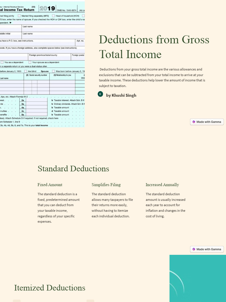 Deductions From Gross Total Income | PDF