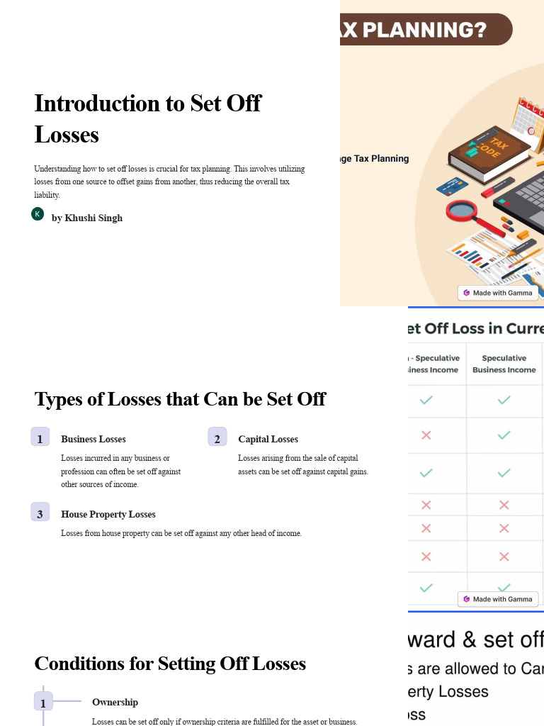 Introduction To Set Off Losses | PDF