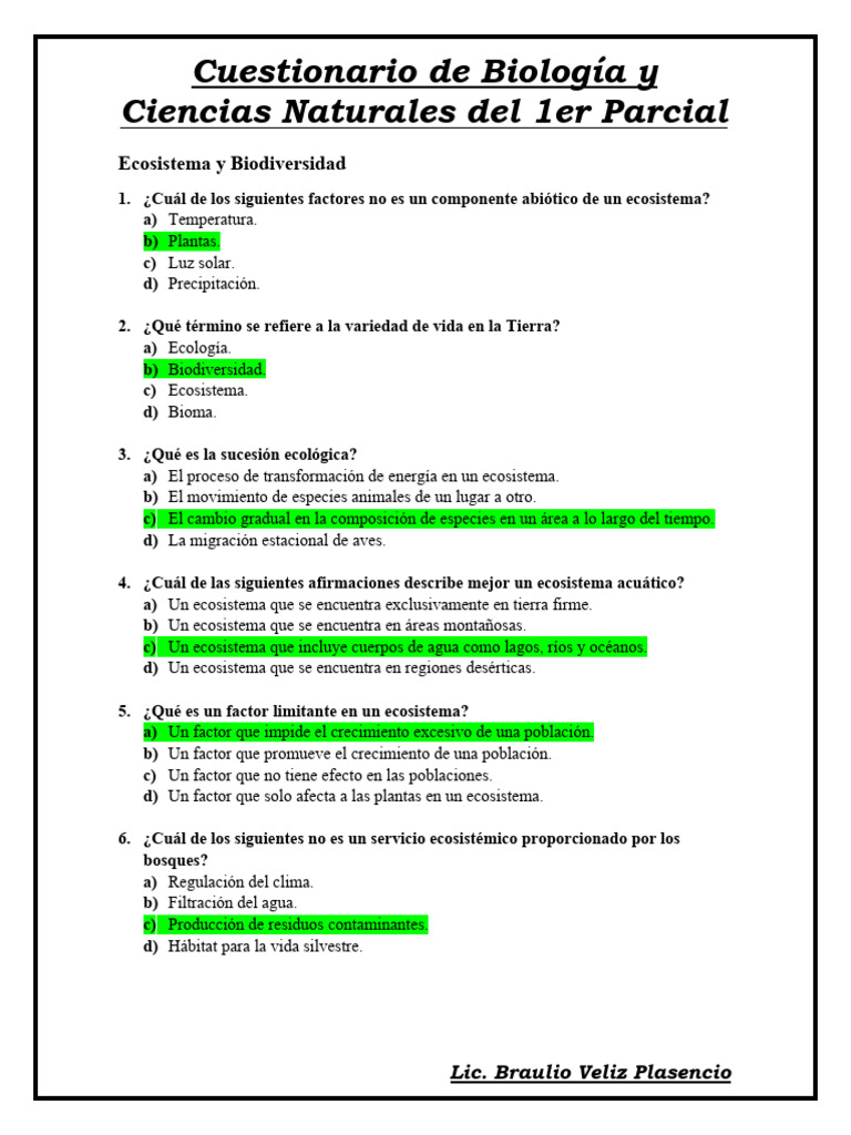 Cuestionario-Biologia y CC - NN-1er Parcial | PDF | Alelo | Biología Celular)
