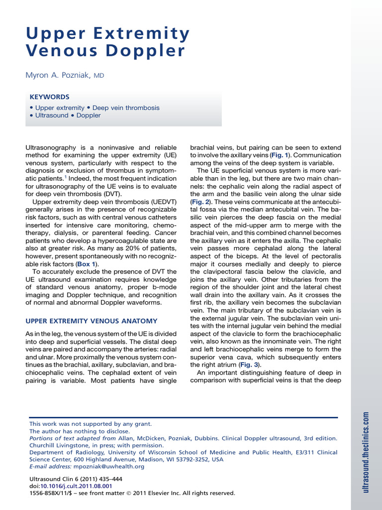 Cephalic Vein in Upper Extremity DVT | PDF | Vein | Thrombosis