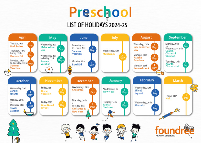 Holidays - Preschool 2024 | PDF | South Asia | Religious Festivals