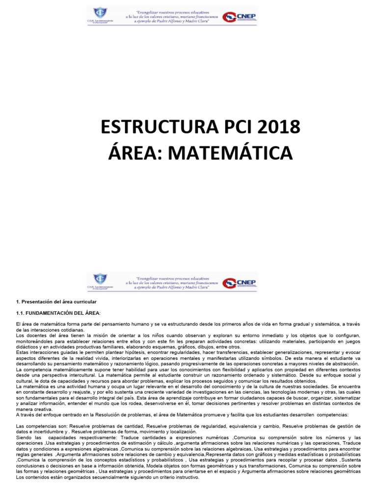 Estructura Pci de Área Mat 2018 | PDF | Geometría | Ecuaciones
