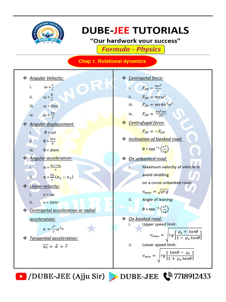 Dube-JEE - Formulae - Colour Logo | PDF | Angular Resolution | Gases