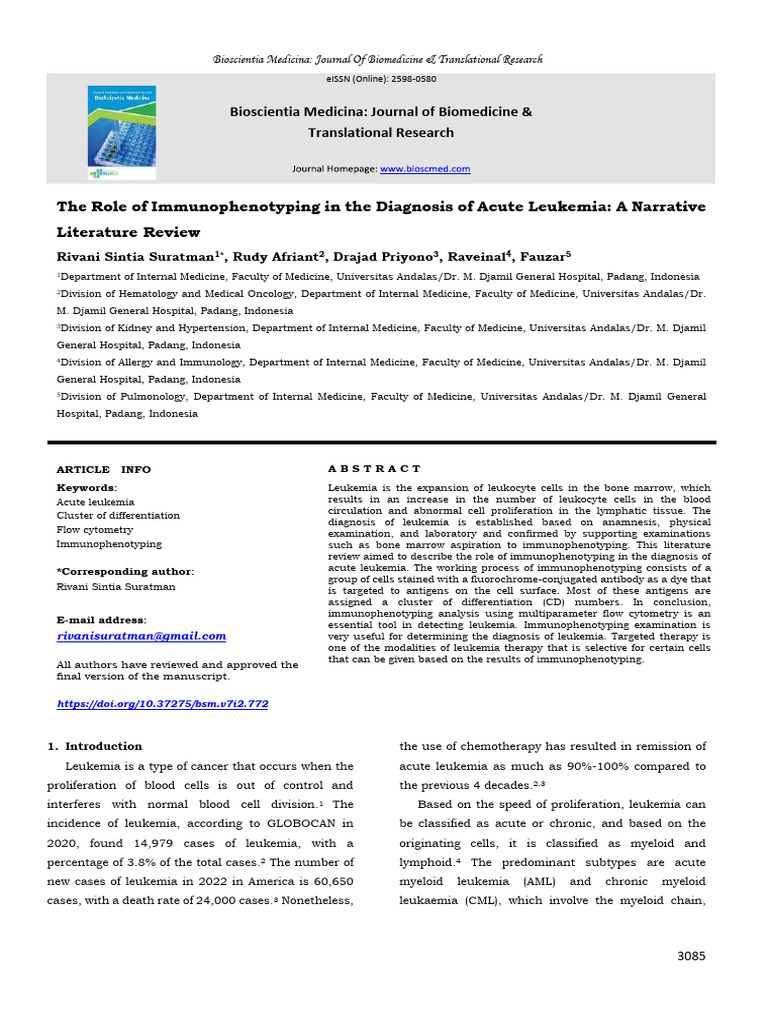 Immunophenotyping in Acute Leukemia Diagnosis | PDF | Leukemia | T Cell