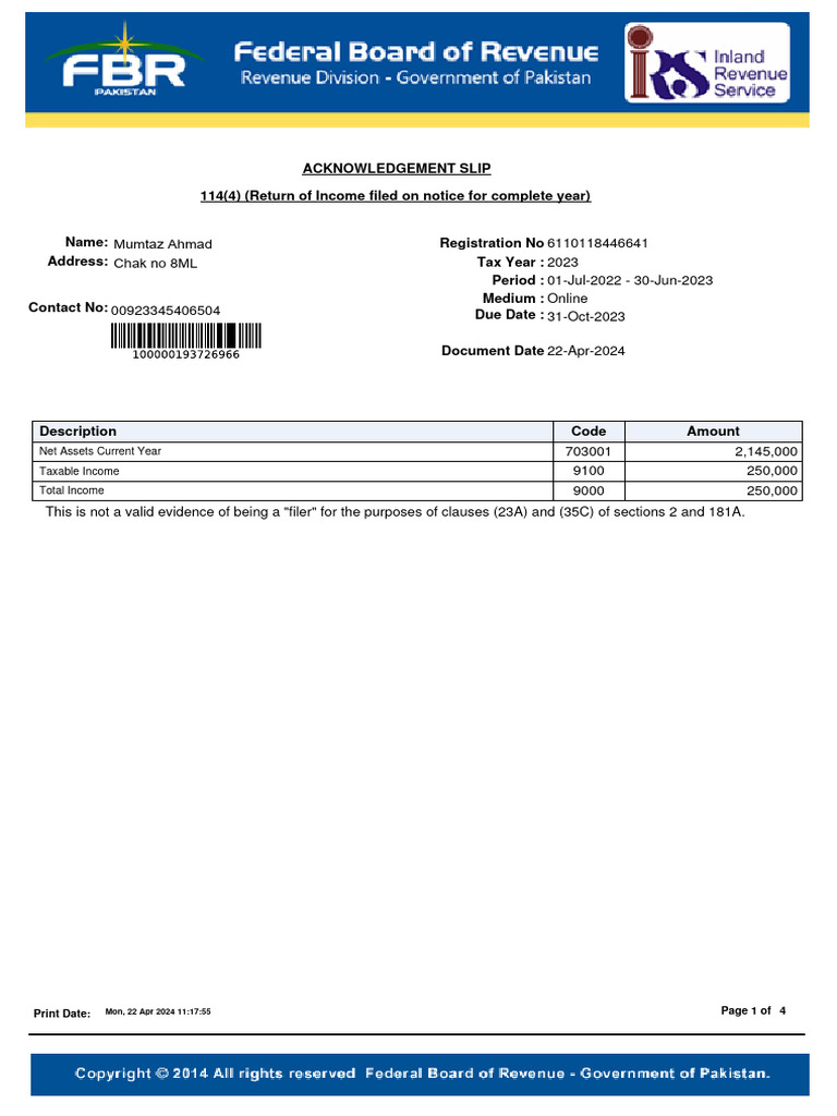 Tax Return Summary for 2023 | PDF | Capital Gains Tax | Taxes