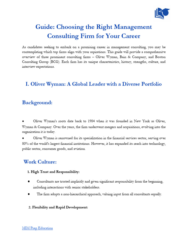 Why Oliver Wyman Why Bain Why BCG | PDF | Consultant | Motivation