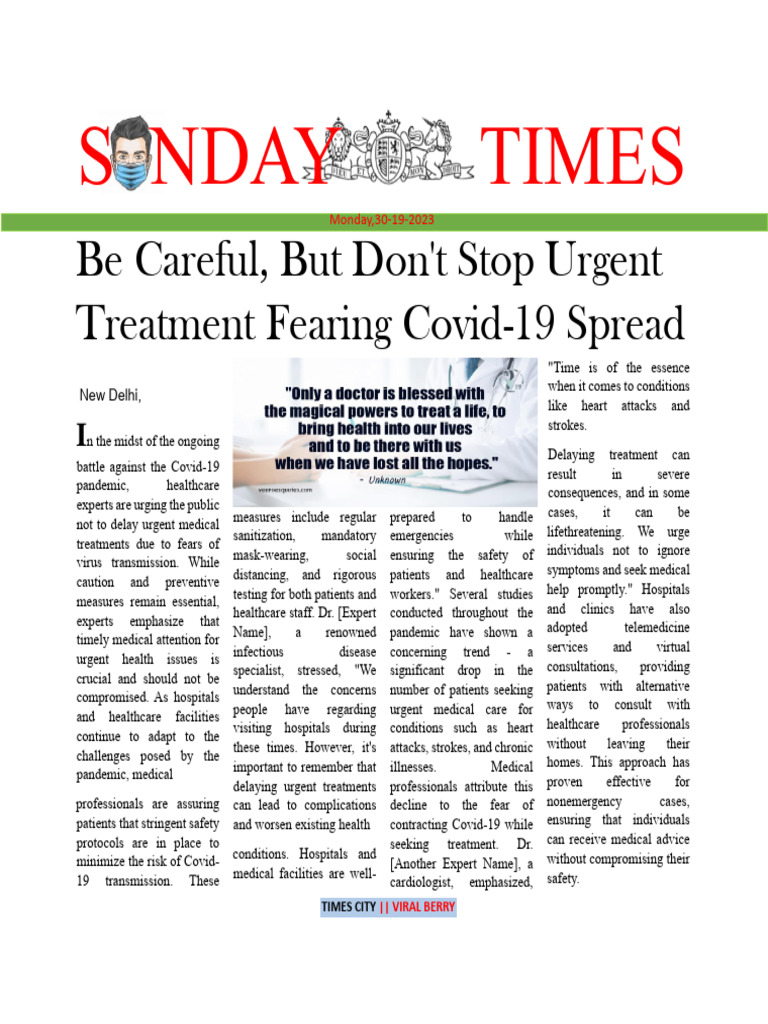 Newspaper Article | PDF | Health Care | Hospital