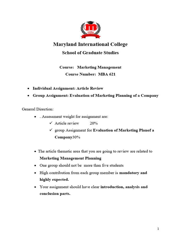 Marketing Management Assignments Guide | PDF | Market Segmentation ...