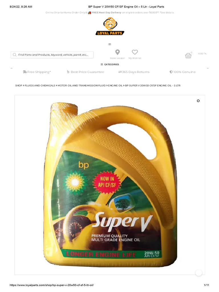 Fork Lift BP-Super-V-20W50-CF-SF-Engine-Oil-5L | PDF