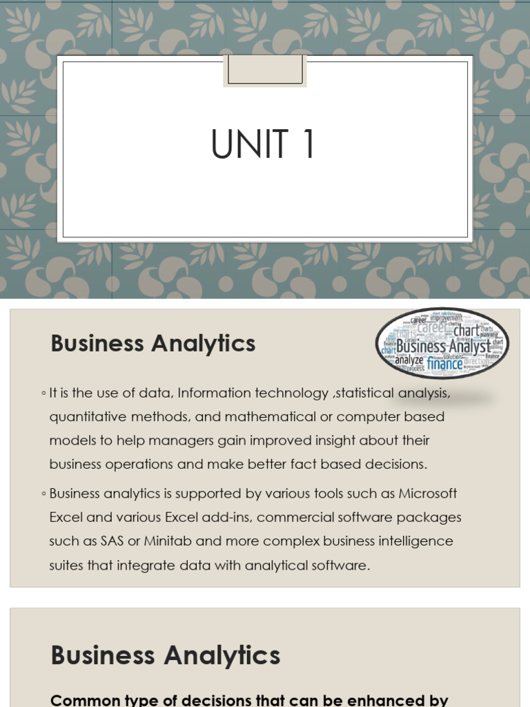 Unit 1 Business Analytics | PDF | Analytics | Data Analysis