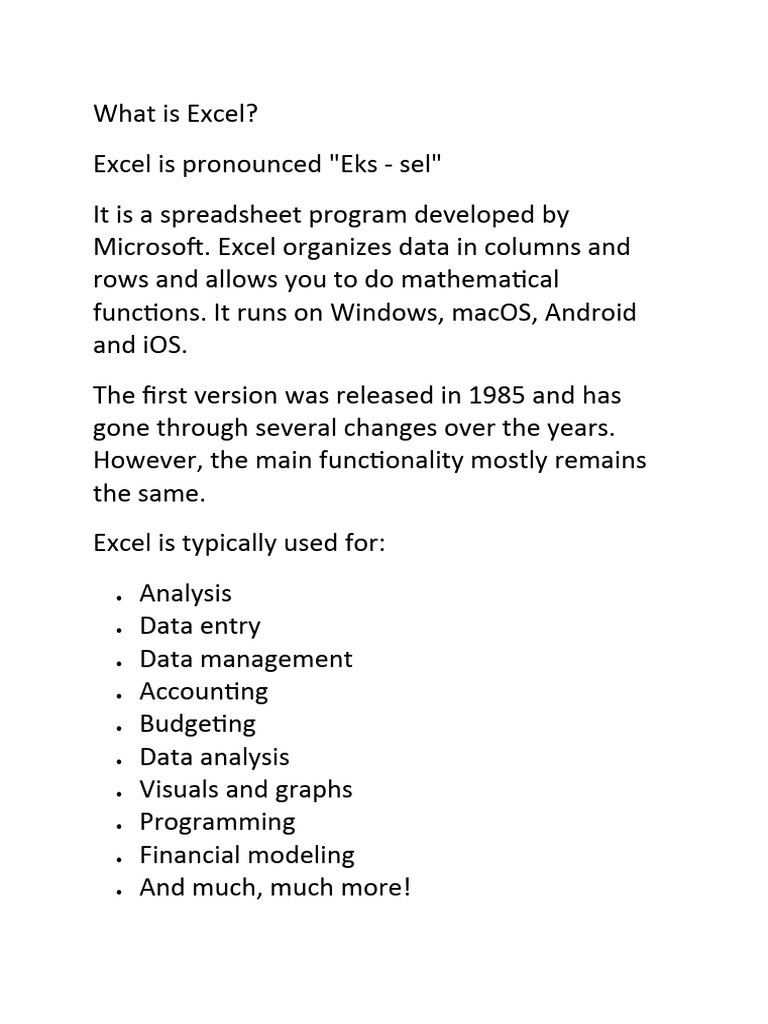 What Is Excel | PDF | Microsoft Excel | Spreadsheet