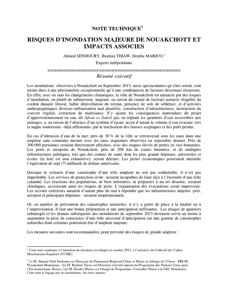 Note Technique Risques Inondation NKC | PDF | Inondation | Littoral