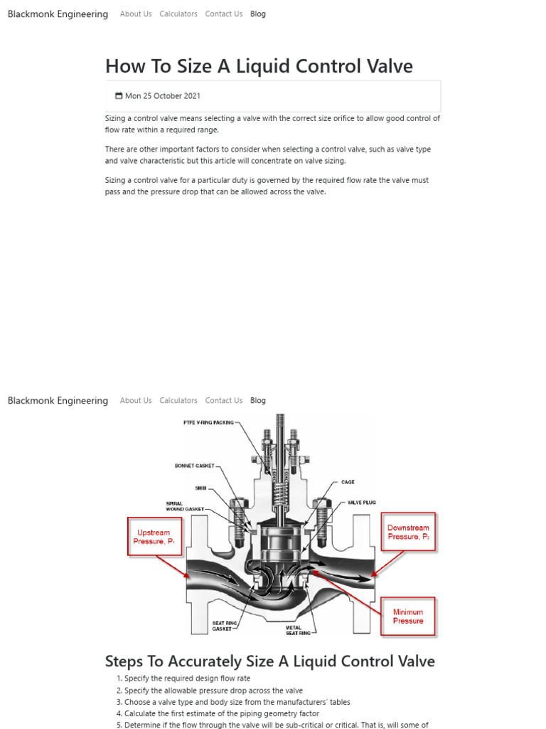 How To Size A Liquid Control Valve - Blackmonk Engineering | Download ...