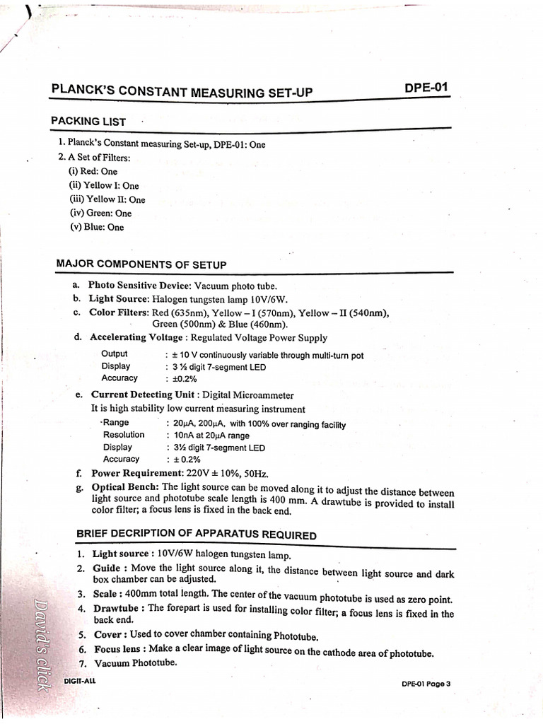 Determination of Planck Constant | PDF