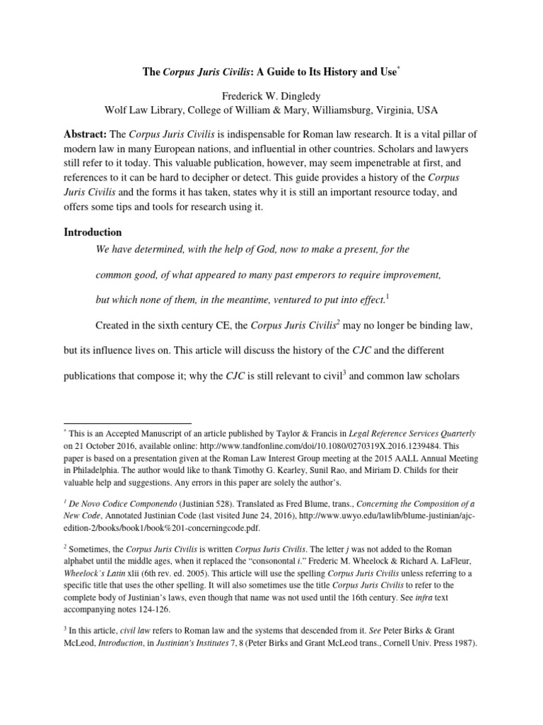 Understanding the Corpus Juris Civilis | PDF | Justinian I | Roman Law