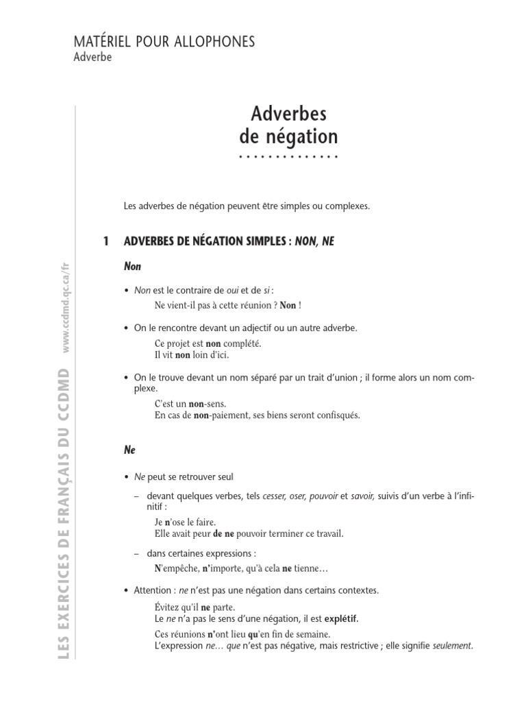 Adverbe de Negation Fac - Umc.edu - DZZ | PDF | Adverbe | Verbe