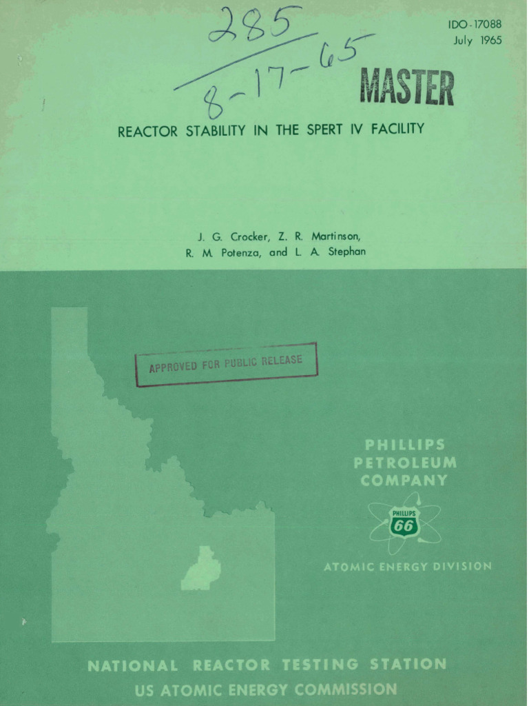 I G. Crocker REACTOR STABILITY IN THE SPERT IV FACILITY | PDF | Nuclear ...