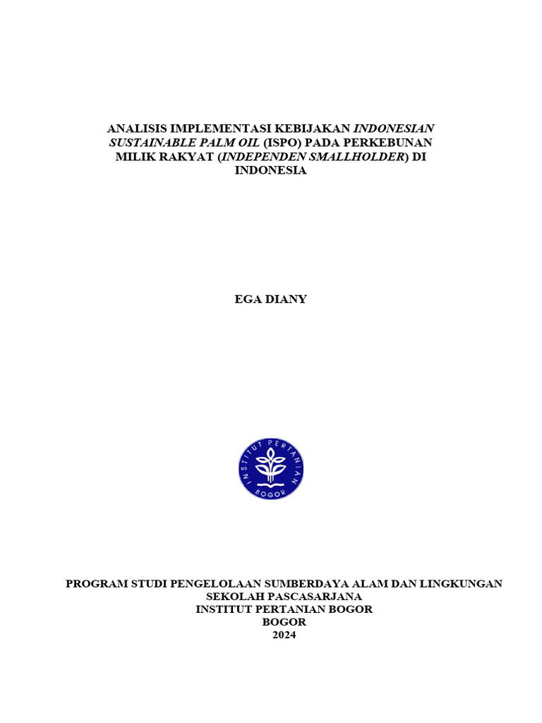 Template Laporan Tugas Akhir Magister FMIPA IPB | PDF