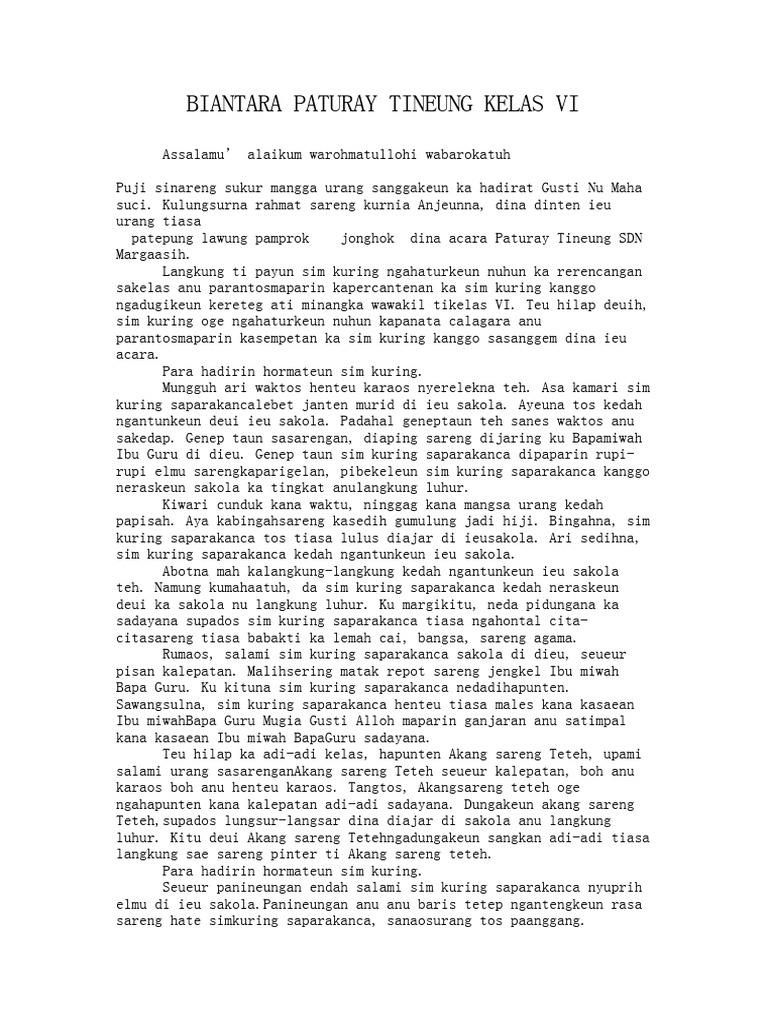 Biantara Paturay Tineung Kelas Vi | PDF