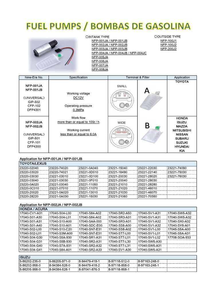 New Era Fuel Pump Applications Guide | PDF | Vehicles | Car ...