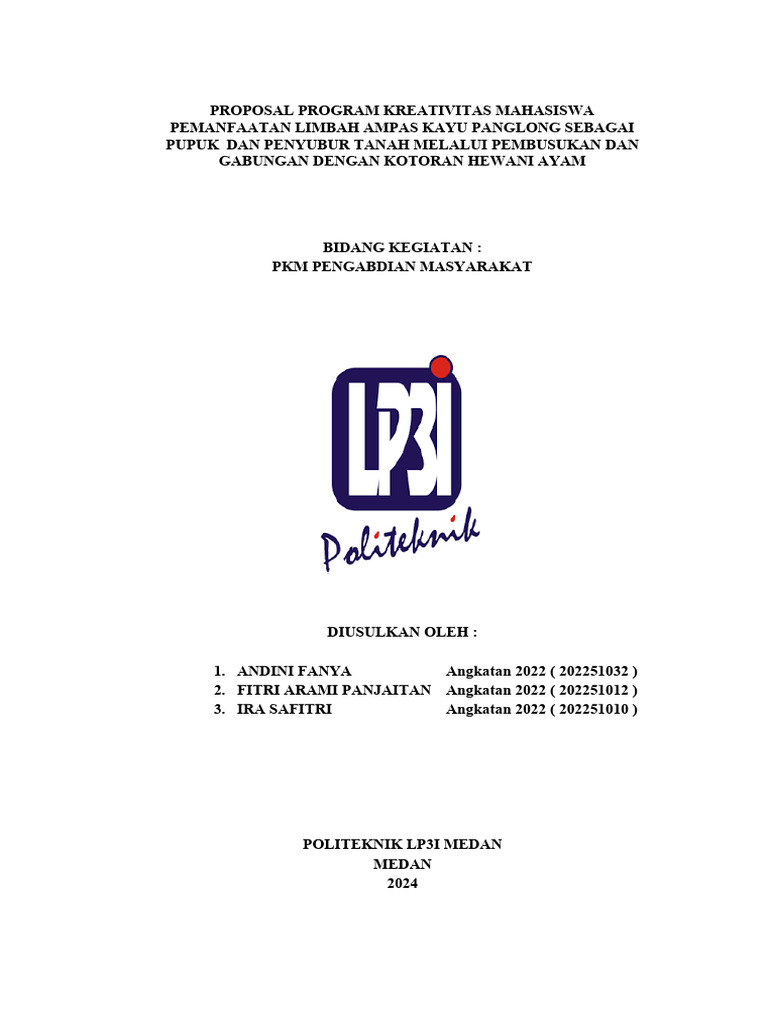 Proposal Program Kreativitas Mahasiswa Pemanfaatan Limbah Ampas Kayu ... Proposal Program Kreativitas Mahasiswa Pemanfaatan Limbah Ampas Kayu ...
