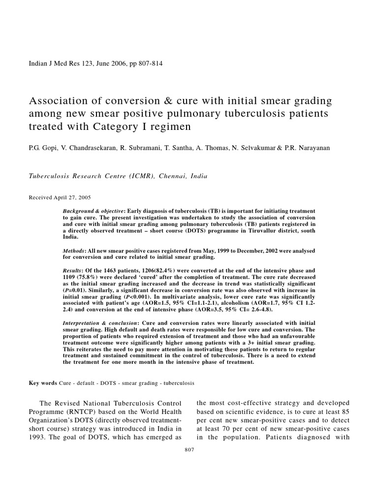 Smear Grading Impact on TB Treatment Outcomes | PDF | Epidemiology ...