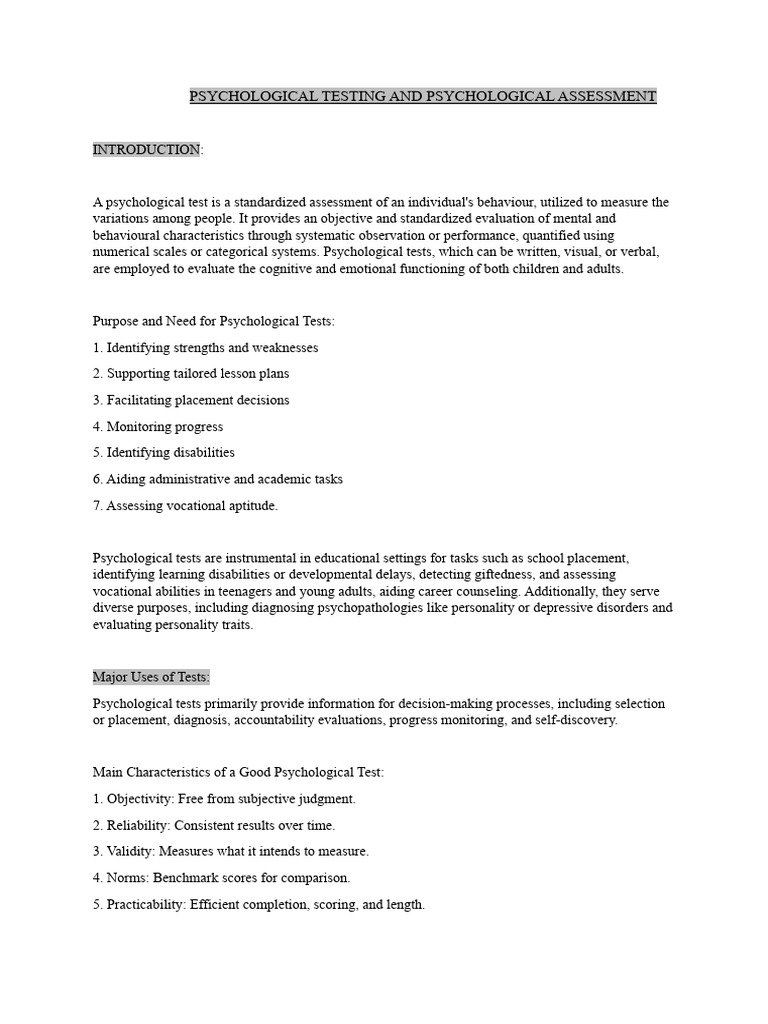 Psychological Testing and Psychological Assessment | PDF ...