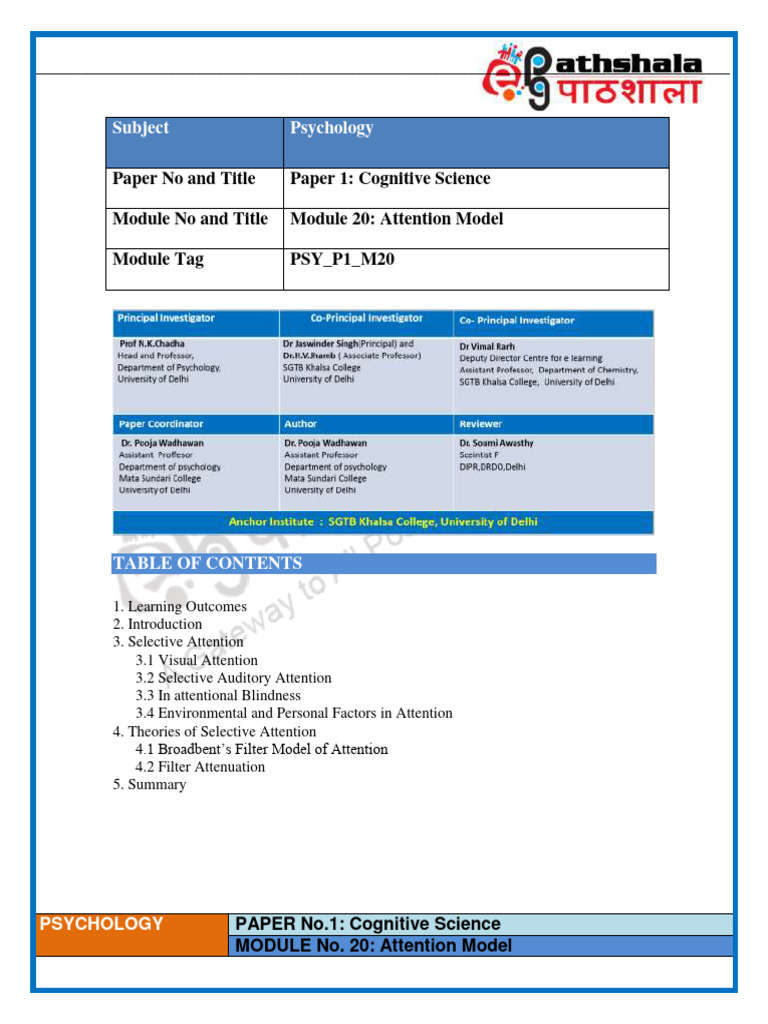 Attention Model | Download Free PDF | Attention | Perception