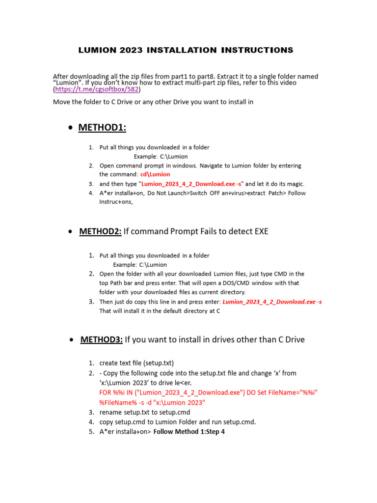 Lumion 2023 Installation Instructions | PDF