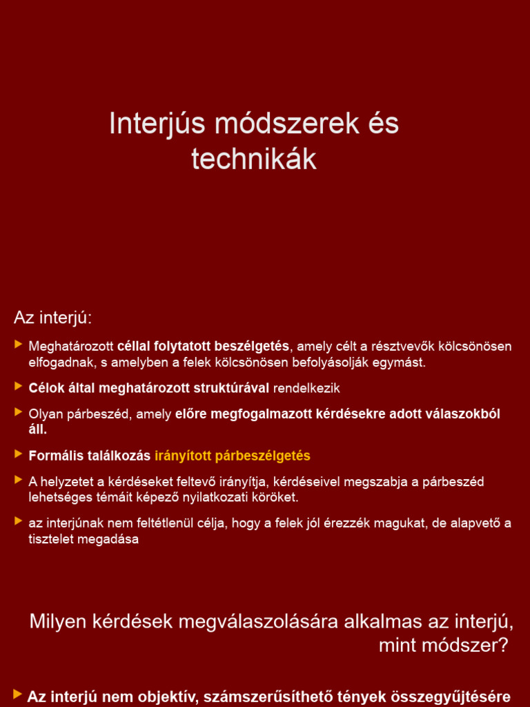 Az Interjú Készítés Alapelvei | PDF