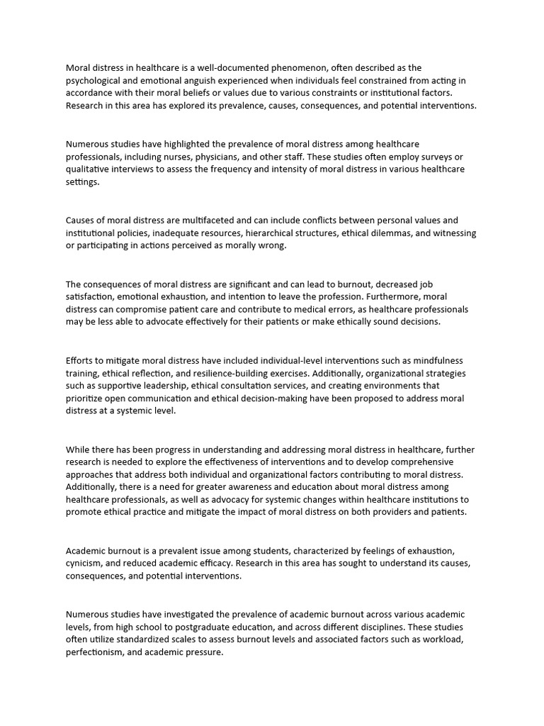 Moral Distress Vs Academic Burnout | PDF | Occupational Burnout ...