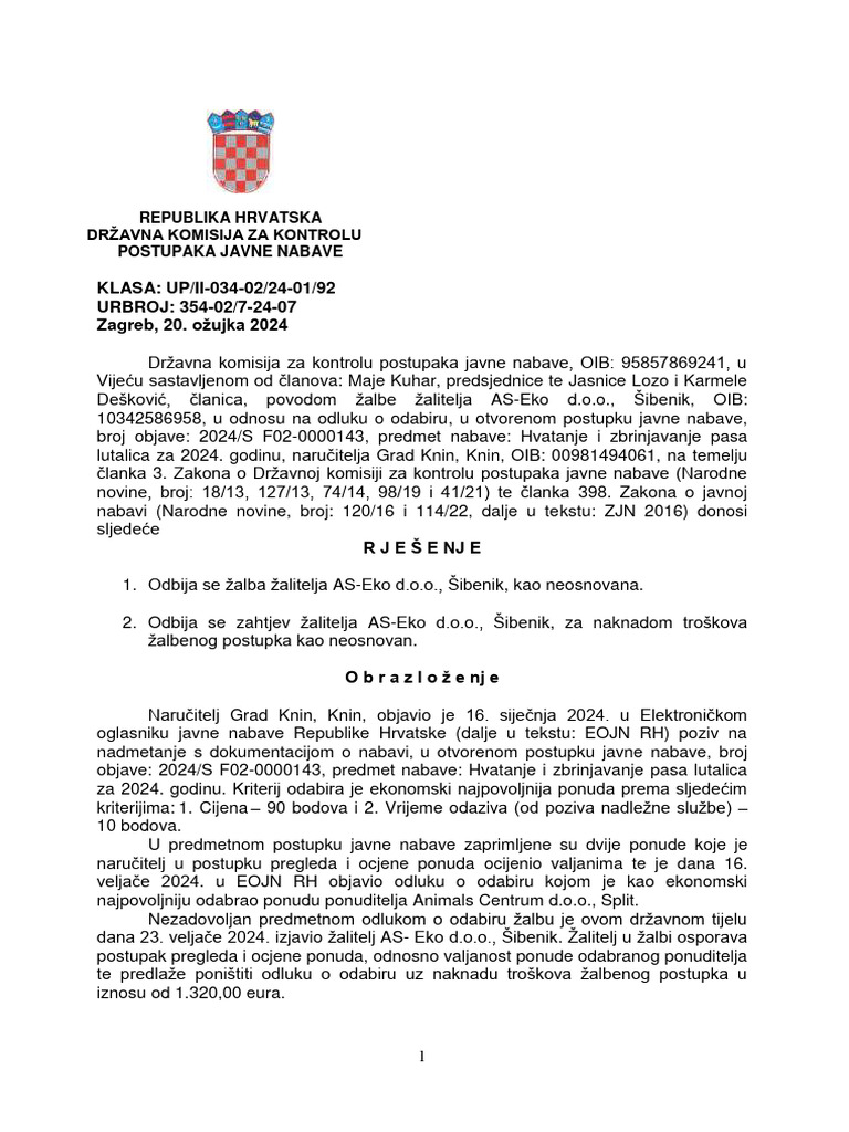 KLASA: UP/II-034-02/24-01/92 URBROJ: 354-02/7-24-07 Zagreb, 20. Ožujka 2024 | PDF